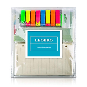 A6 Refill Paper, 3 Pack 45PCS A6 6 Ring Loose Leaf Paper, 2 Pack 160PCS Neon Page Markers, with Binder Pockets & Binder Dividers, LEOBRO A6 Lined Paper Refills for A6 Binder Planner Notebook Journal