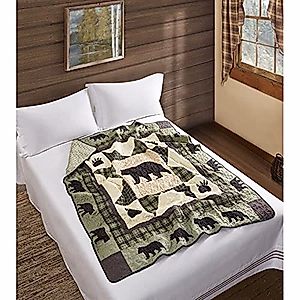 Virah Bella Quilted Throw Blanket 50" x 60" Bear Star Lightweight Throw Quilt Great for Loungers & Extra Bedding - Beautiful Lodge-Themed Blanket