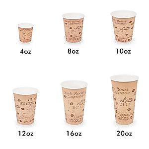 ECODESIGN-US 20 Ounce Disposable Paper Coffee Hot Cups with Black Lids - 50 Sets - Coffee Latte Macchiato To Go Extra Large Portion