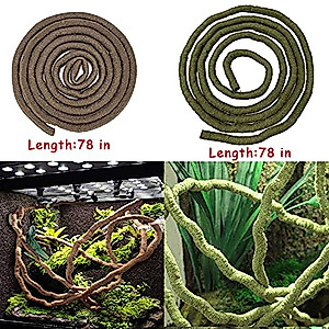 kathson Lizard Coco Den with Ladder, Reptile Hideouts Gecko Coconut Husk Hut with Artificial Bendable Jungle Climbing Vines for Chameleon, Lizards, Gecko, Snakes to Hide Perch and Play