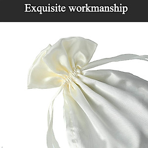 AKLVBL 30 Pack 6 x 9.5 Inches Beige Satin Gift Bags, Jewelry Bags, Drawstring Pouch, Wedding Favor Bags, Baby Shower Bags, silk bags