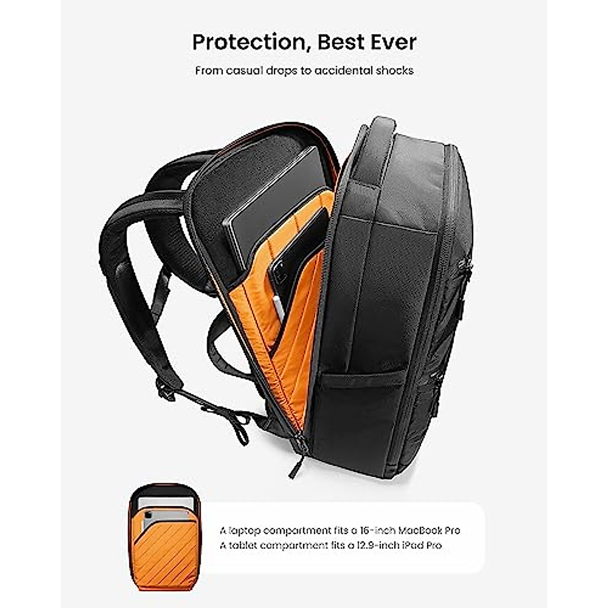 tomtoc Laptop Backpack X-Pac Techpack Designed for Business Professional Commuter, City Compact Backpack for 16-inch MacBook Pro, Black