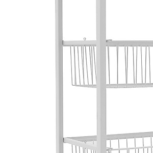 HuaShuani Kitchen Storage Rack, Bread Rack Coffee Station Microwave Rack Storage Rack Kitchen Cart, 4 Level Kitchen Drain Rack, Cutlery, Wine, POTS and Pans, 4 Universal Wheels (White)