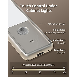 EZVALO Under Cabinet Lighting,52-LED Motion Sensor Cabinet Light Indoor,USB Rechargeable Wireless Closet Lights,3500K Dimmer Battery Powered Operated Night Lights for Bedroom,Wardrobe,Stairs (2 Pack)