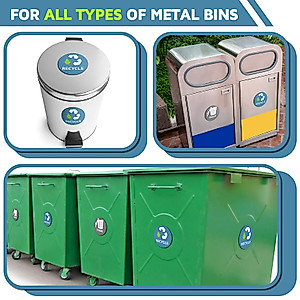 8 Pieces Magnetic Recycle and Trash Logo Symbol Recycle Logo and Trash Can Magnetic Decal Recycle Trash Bin Sticker Trash and Recycling Stickers for Trash Cans Garbage Containers and Recycle Bins