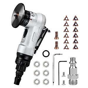 Yuqutum 2 in 1 Mini Pneumatic Chamfering Machine, Handheld 45 Degree Arc Pneumatic Chamfer Tool, Portable Deburring Tool for Metal Wood, Air Chamfer Tool with Replace Blade and Bearing(C/R blade)