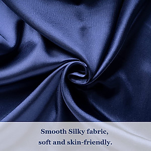 Luxury 2 Pack Zippered Satin Pillowcaes, Luxury and Silky Soft Travel Zip Pillow Cases (Standard, Navy)