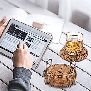 iziusy 2 Pieces 4.5 Inch Stainless Steel Coasters Holder Storage for Both Round and Square Coasters, Hold Up 4 to 7 Coasters
