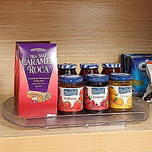 LAMU Square Lazy Susan Organizer for Refrigerator, Slide and 360° Rotate Rectangle Turntable Organizer and Storage for Fridge, Cabinet, Pantry, Kitchen Countertop, 16.53'', Clear