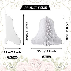 WILLBOND 5 Pieces Big Heavy Paper Bells Hanging Honeycomb Wedding Bells White Bridal Honeycomb Bells Decorating Supplies Suitable for Weddings, Parties, Baby Showers