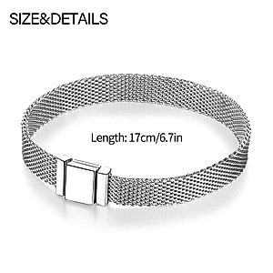 KUNSIR Jewelry Bracelet for with Reflexions clip-on charms,925 Sterling Silver Jewelry Bracelet Fit Gift for Women