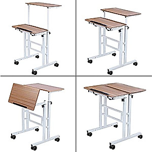 SDADI 2 Inches Carpet Wheels Mobile Standing Desk Stand Up Desk Height Adjustable Home Office Desk with Standing and Seating 2 Modes 3.0 Edition, Dark Grain S001WFDT