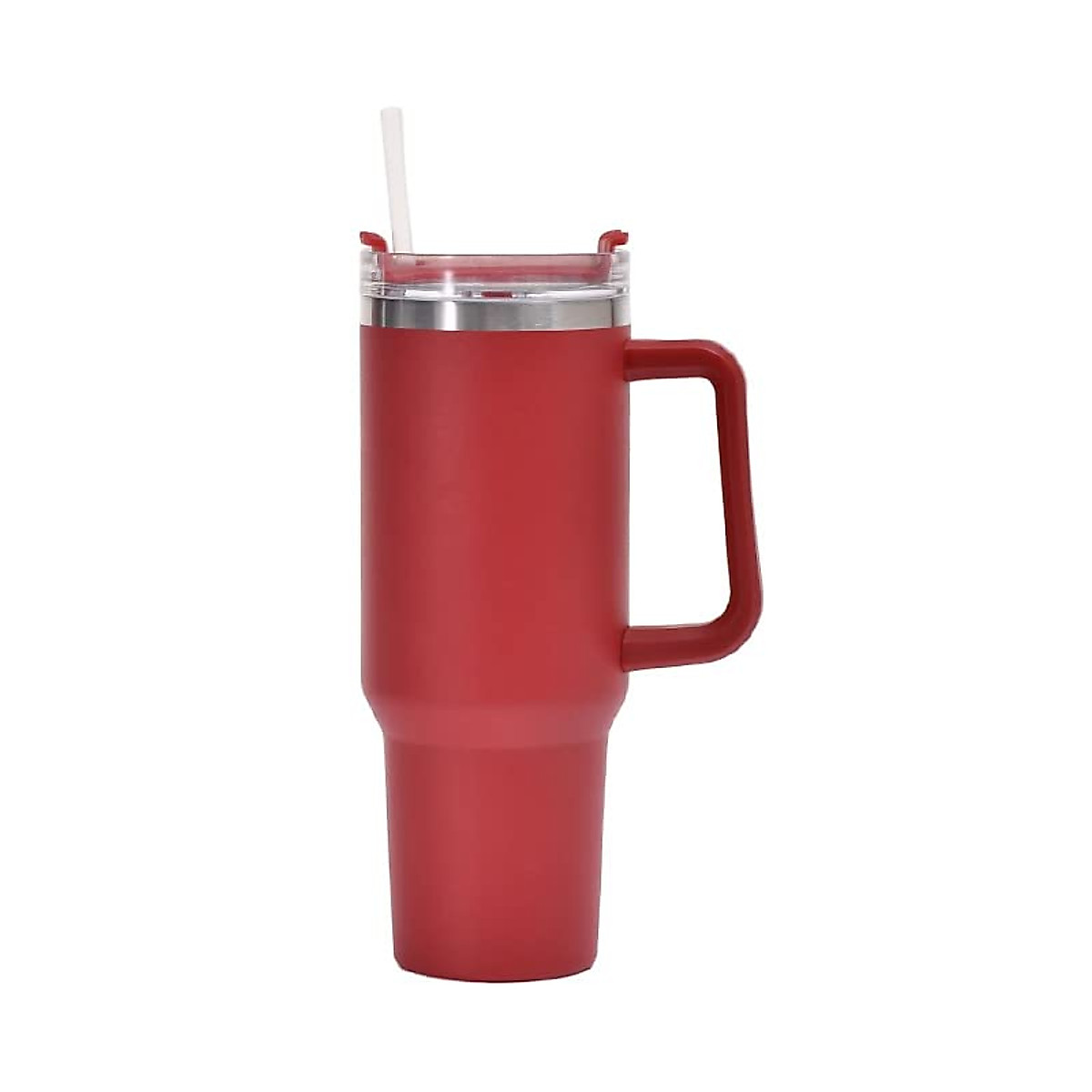 Buckshee 40 oz Tumbler With Handle and Straw Lid, Double Walled Vacuum Sealed Stainless Steel Insulated Travel mug, Travel Thermos for Hot and Cold(Red)