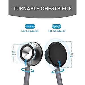 FriCARE Dual Head Stethoscope - Stethoscopes for Nurses, Medical Nursing Students, Paramedics/EMT/LVN/VNA Backup - FSA/HSA Eligible Estetoscopio, Haze Grey Tube, Stainless Steel Chestpiece