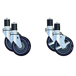 AmazonCommercial 5-Inch Expanding Stem Wheels - Set of 4 with Brakes