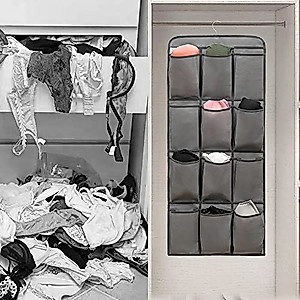 ANIZER Dual Sided Hanging Shoe Organizer for Closet with 24 Large Pockets Hanging Shoe Rack Holder with Rotating Hanger (GREY)