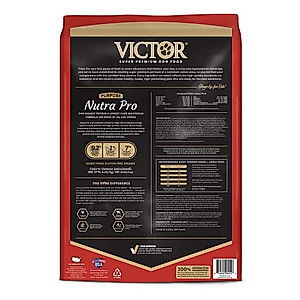 Victor Super Premium Dog Food – Purpose - Nutra Pro – Gluten Free, High Protein Low Carb Dry Dog Food for Active Dogs of All Ages – Ideal for Sporting Dogs, Pregnant or Nursing Dogs & Puppies, 15lbs