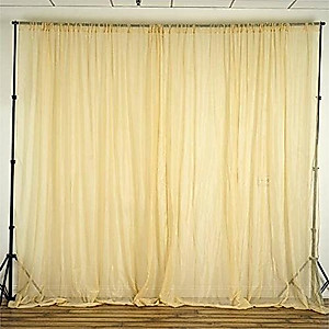 BalsaCircle 10 feet x 10 feet Champagne Sheer Voile Backdrop Drapes Curtains 2 Panels 5x10 ft - Wedding Ceremony Home Decorations