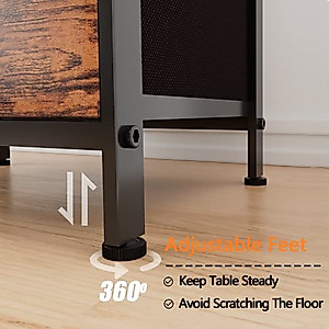 Furologee Nightstand with 2 Fabric Drawers, Bedside Table, End Table with Open Wood Shelf, Side Sofa Table with 2 Hooks for Bedroom/Living Room/Study/Halway/Rustic Brown