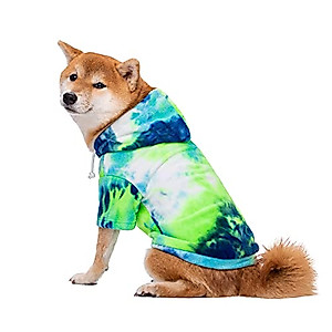 Garden Miller Dog Hoodie Sweater,Tie Dye Dog Winter Warm Coat, Dog Winter Coat Pet Clothes, Soft and Warm Dog Sweater for Cats Small Medium Dogs, Blue 2XL