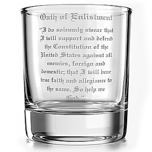 Military Oath of Enlistment Gift - Old Fashioned Whiskey Rocks Bourbon Glass - 10 oz capacity