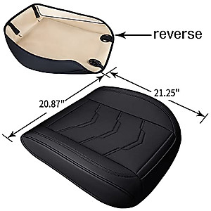 COCOVER 2 pcs Front Car Seat Covers, Faux Leather Protectors for Front Seats,Waterproof and Anti-Slip Cushions, Wrap Around The Bottom, Fits Most of Vehicles(Dimensions: 21.25''x 20.87'')–Black