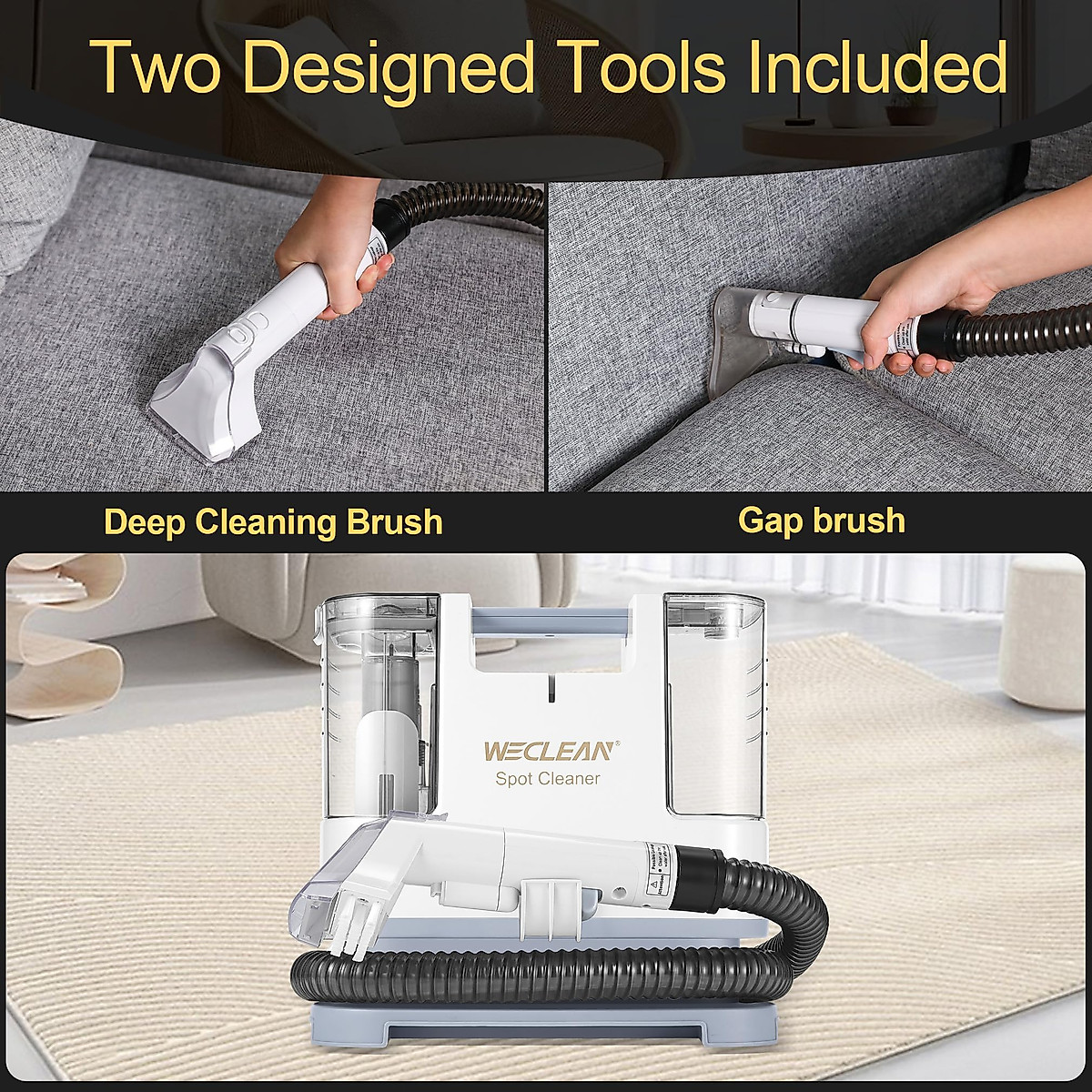 WECLEAN C1 Portable Extractor for Couch and Carpet Cleaner Upholstery Cleaner for Deep Cleaning