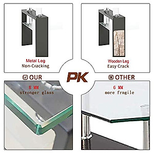 IANIYA Coffee Table with Metal Tube Legs, Glass and Rectangle End Table for Livingroom (Black)