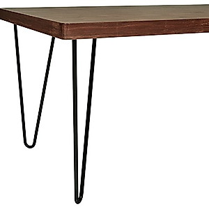 Amazon Brand – Rivet Industrial Mid-Century Modern Hairpin Dining Table, 70.9"L, Walnut and Black