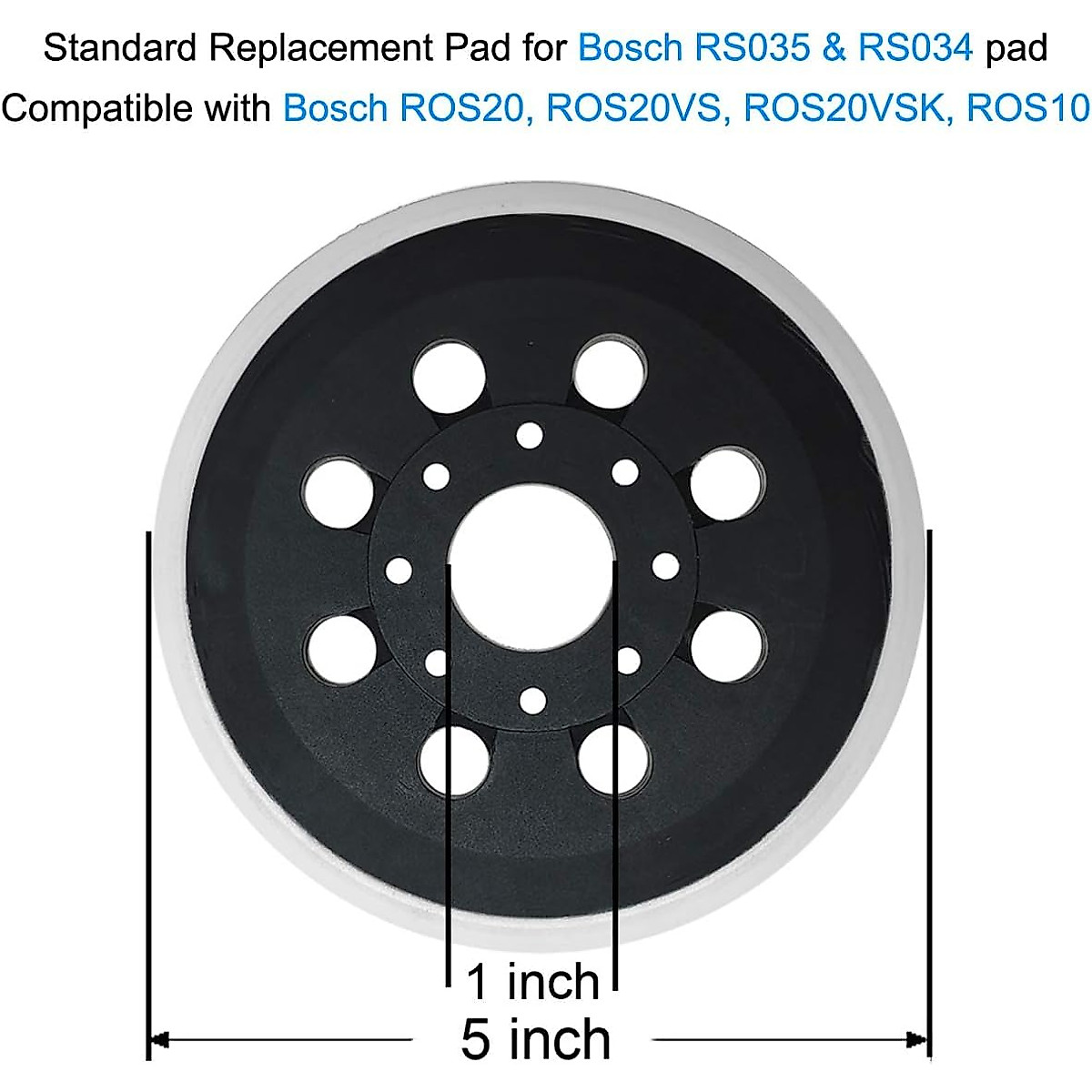 Tockrop 2 Pack 5 Inch 8 Hole Hook & Loop Replacement Sander Pad for 5" Bosch ROS20VS, ROS20VSC, ROS20VSK, ROS20, ROS10 Random Orbit Sander Sanding Backing Pad