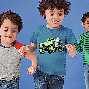 Toddler Baby Boys Monster Truck Shirts Flip Sequins Tees Short Sleeve Kids Fashion Tops for 2t 3T