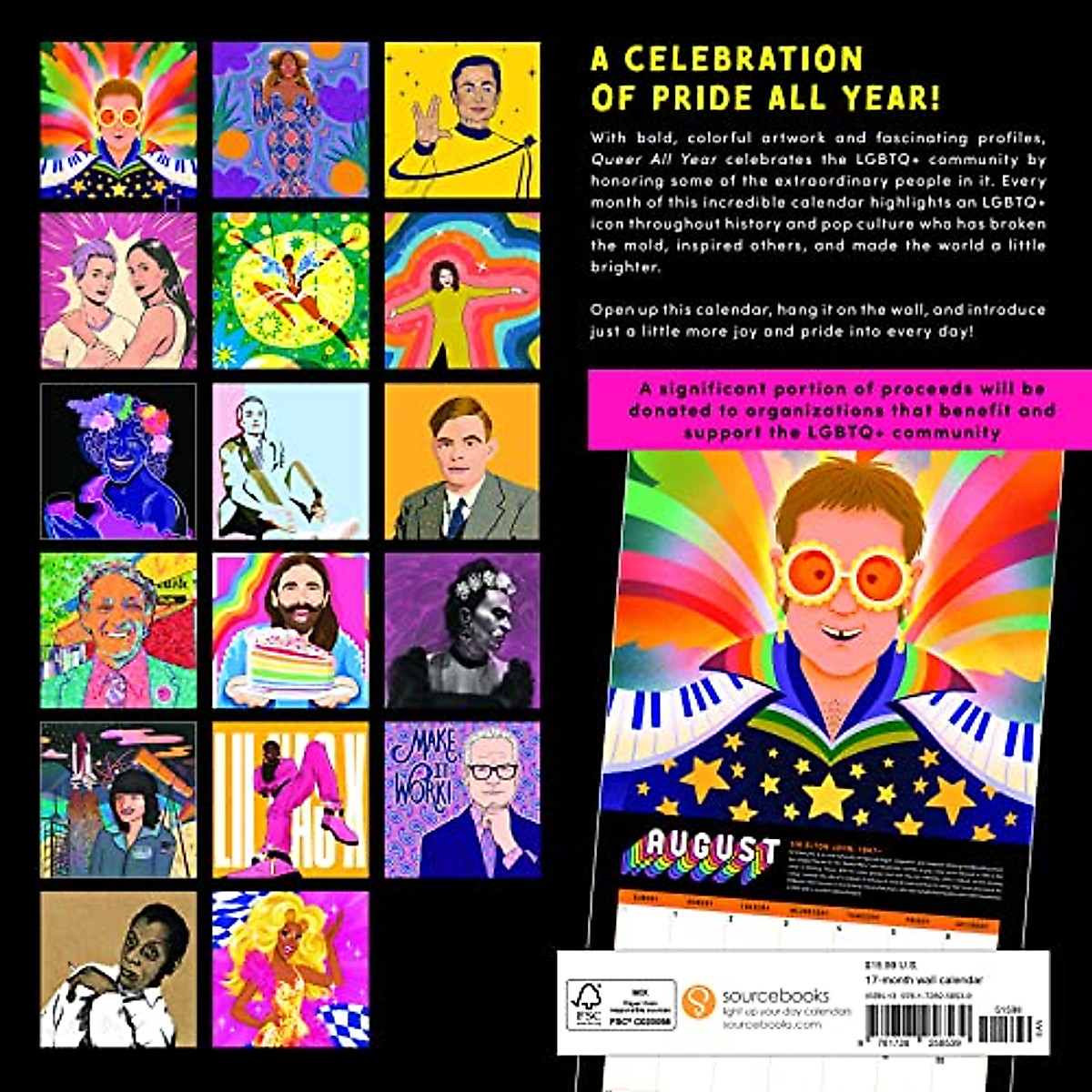 2023 Queer All Year Wall Calendar: Inspiring LGBTQ+ Icons to Celebrate Pride Every Day (17-Month Art Gift)