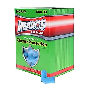 HEAROS Xtreme Foam Earplugs, 33dB NRR Ear Plugs, 100 Pairs, Foam Ear Plugs Noise Reduction & Hearing Protection