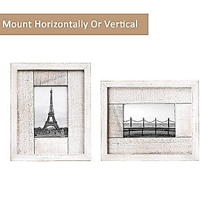 Adeco Handcrafted Rustic Wooden Picture Frames with Real Glass to Display 5 x 7 Inch Photo for Wall Hanging and Tabletop, Distressed White