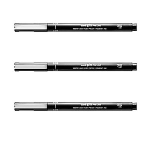 UNI-Ball PIN Drawing Pen FINELINER Ultra FINE LINE Marker 0.05mm Black Ink - [Pack of 3]