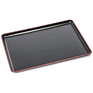 JapanBargain 4126, Large Japanese Serving Tay Plastic Lacquered Tray for Eating Tea Serving Tray Ottoman Coffee Table Tray TV Tray Butler Tray, Black and Red Color, Made in Japan, 18x13-3/4 inch
