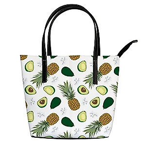 Shoulder Bag Tote Bags for Women Pineapple Avocado Leather Shopper Work Handbags Large Casual Bag