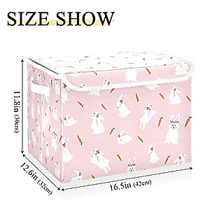 innewgogo Easter Bunnies Storage Bins with Lids for Organizing Cube Cubby with Handles Oxford Cloth Storage Cube Box for Car