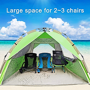 G4Free Deluxe XL Pop Up Beach Tent, 3-4 Persons Easy Setup Sun Shelter Canopy with UPF 50+ UV Protection Extral Wide 70.9 in