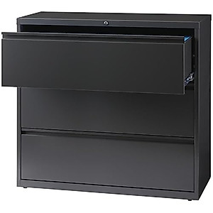Hirsh 42-in Wide HL8000 Series Metal 3 Drawer Lateral File Cabinet Black