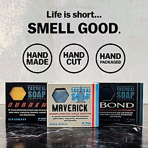 Tactical Soap All-Natural Men's Soap (3 bars) - Pheromone-Infused for Attraction, Exfoliating, Manly Bar Soap, 100% Natural, Made in the USA