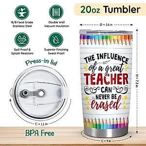TEEZWONDER Teacher Appreciation Gifts for Women - 20 Oz Stainless Steel Insulated Coffee Tumbler With Lid - Teachers Day Graduation Appreciation Week Birthday Thank You Gifts for Teachers Women