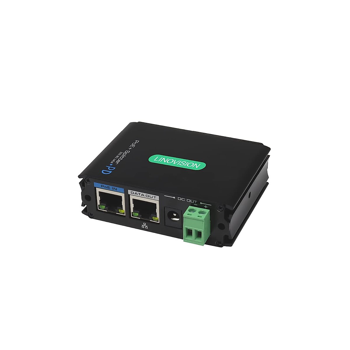 LINOVISION Industrial Gigabit POE+ Splitter with DC12V/DC24V/ POE 24V Output, Wide Voltage Input, IEEE802.3af/at POE to DC Power Supply for Security Cameras, Access Control Systems