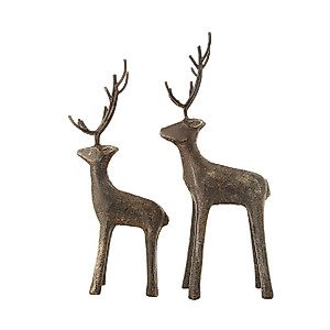 Creative Co-Op Metal Standing Deer Figures and Figurines, 13.25", Grey