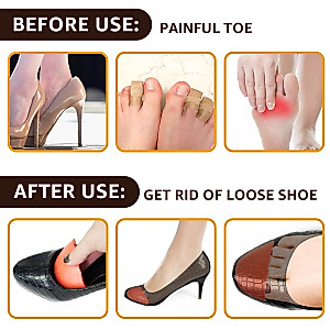 Dr. Shoesert Shoe Filler Inserts for Loose Shoe, Toe Cushion Fillers Make Shoes Fit, Half-Size Insoles Adjust Shoe Too Big for High Heels, Dress Shoes, Casual, Flats 2 Pairs (Orange - Round)