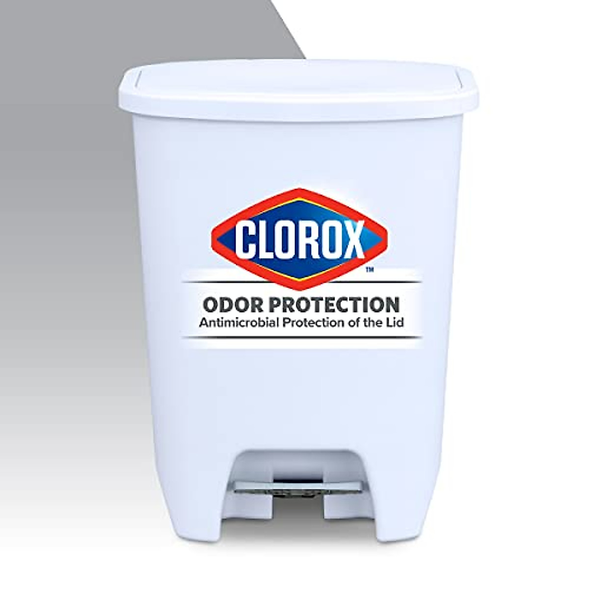 Glad Kitchen Trash Can 20 Gallon | Large Plastic Waste Bin with Odor Protection of Lid | Hands Free with Step On Foot Pedal and Garbage Bag Rings, 20 Gallon, White