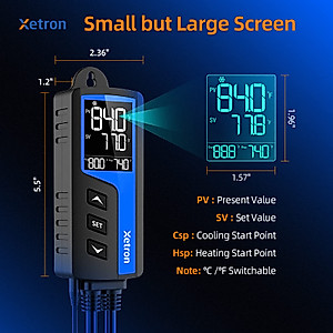Xetron Temperature and Humidity Controller 110V 10A Digital Humidistat Thermostat Controller Pre-Wired Outlet for Fan Seed Fermentation Reptiles Heater, STC-1000ProTH NoAPP
