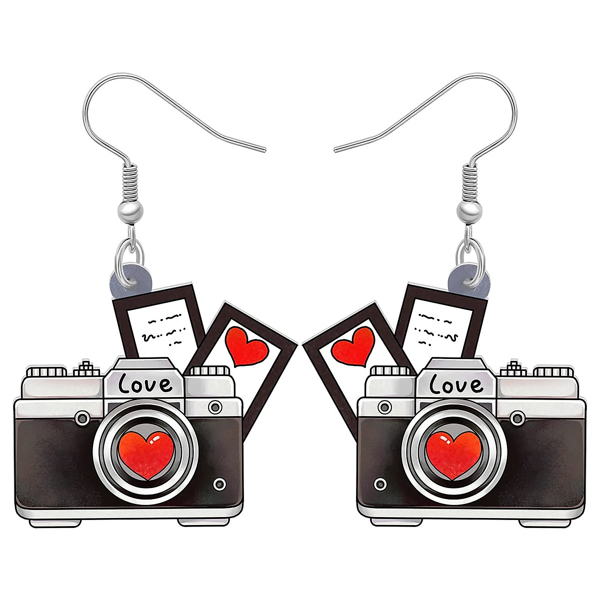 LONYOO Acrylic Funny Retro Radio Cassette Tape Earrings Dangle 80s 90s Jewelry Vintage Gifts for Women Birthday Party Favors (Ebony)