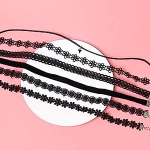 Maxforever 6 PCS Necklaces Black Velvet Choker Set Classic Gothic Tattoo Lace Chokers