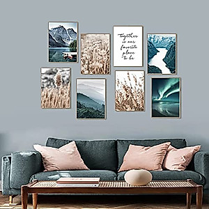 Canssape Set of 9 Nature Mountain Wall Art Green Lake Picture Prints for Wall Decor Home Decorations for Living Room Love Travel Posters Botanical Wall Art Prints 8x10in(Unframed)(Blue)